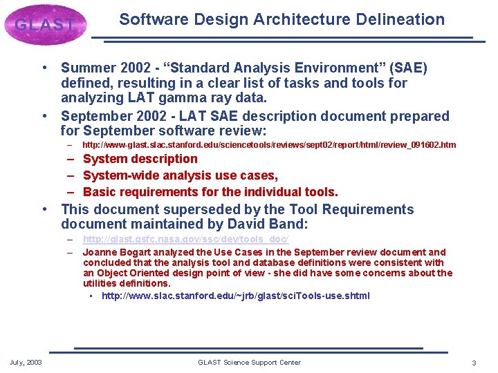 Science Analysis Tools Design Robert Schaefer Software Lead