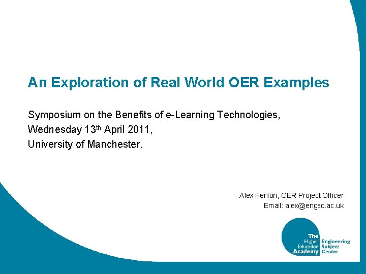 An Exploration of Real World OER Examples Symposium