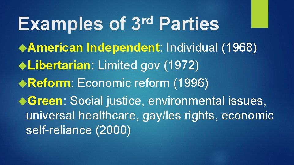 Role of Minor Parties rd 3 Parties Content