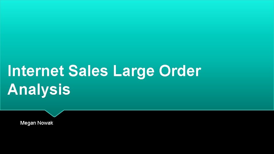 Internet Sales Large Order Analysis Megan Nowak Scope