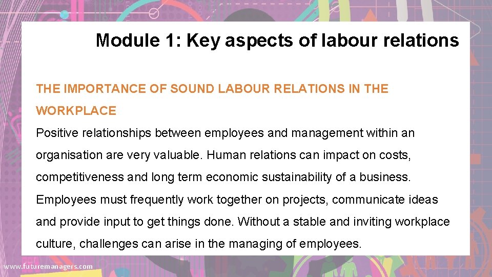 Labour Relations N 5 Module 1 Key aspects