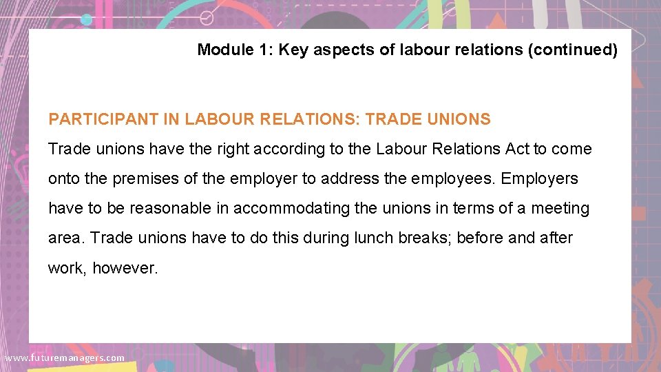 Labour Relations N 5 Module 1 Key aspects