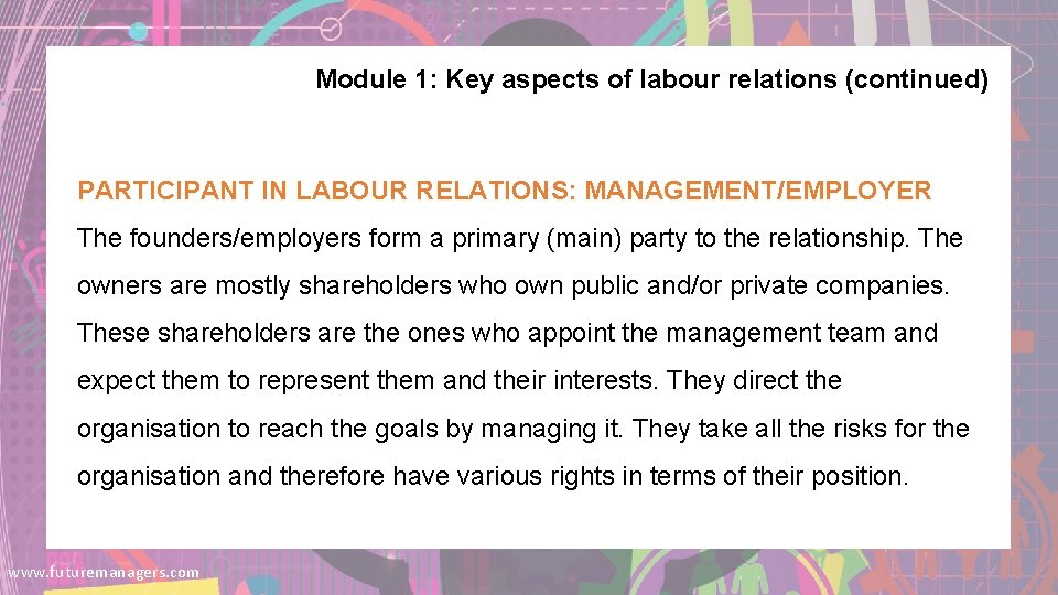 Labour Relations N 5 Module 1 Key aspects
