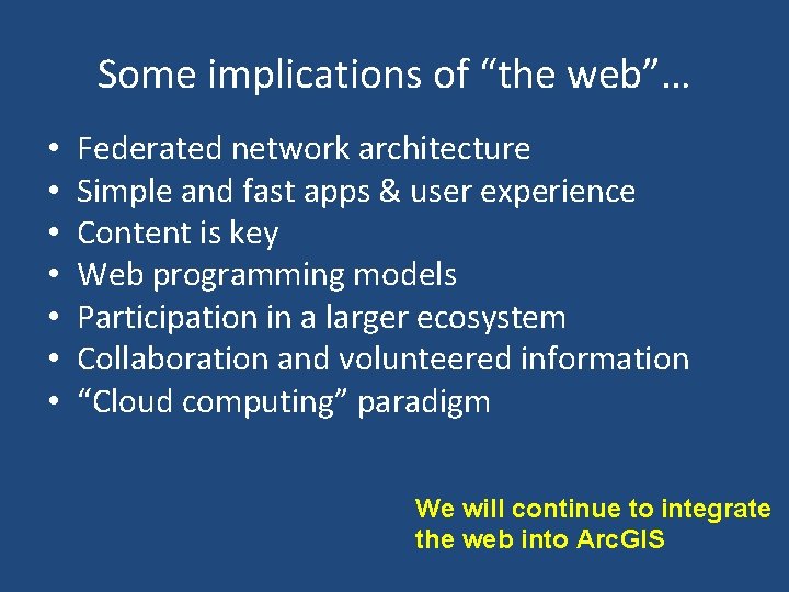Arc GIS and the Web Scott Morehouse ESRI