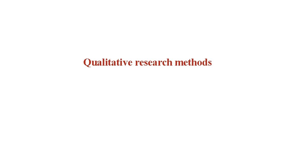 Qualitative research methods Researcher Set of Assumptions What
