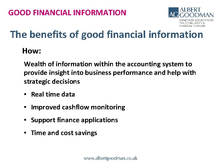 THE BENEFITS OF GOOD FINANCIAL INFORMATION LIVE WEBINAR