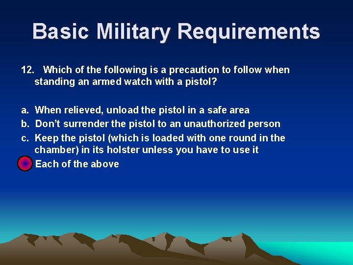 Basic Military Requirements Chapter 3 Quiz Basic Military