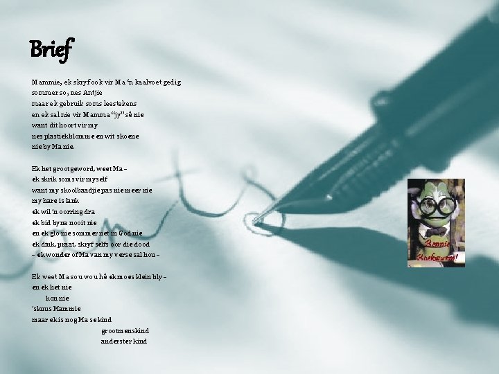 Brief Fernel A Abrahams Intertekstualiteit Ma ek skryf