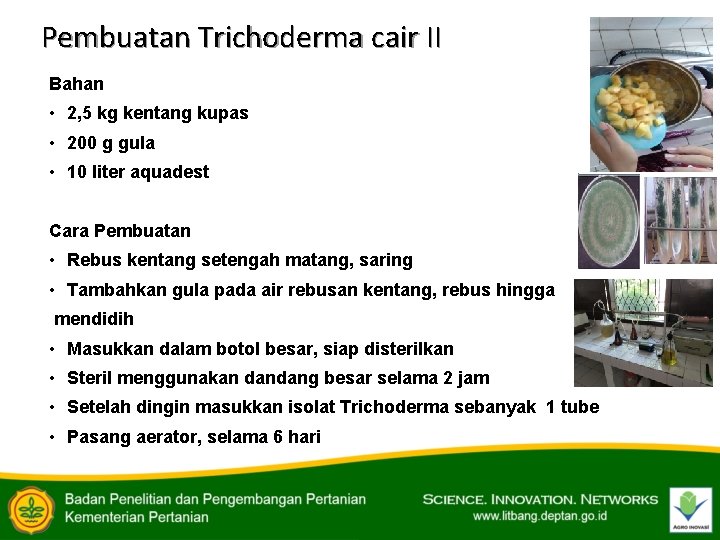 TEKNOLOGI PERBANYAKAN Trichoderma sp BALAI PENGKAJIAN TEKNOLOGI PERTANIAN