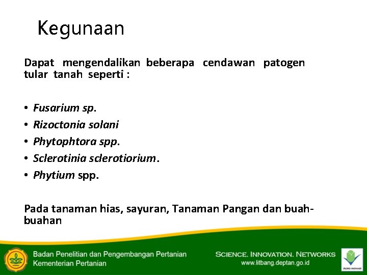 TEKNOLOGI PERBANYAKAN Trichoderma sp BALAI PENGKAJIAN TEKNOLOGI PERTANIAN