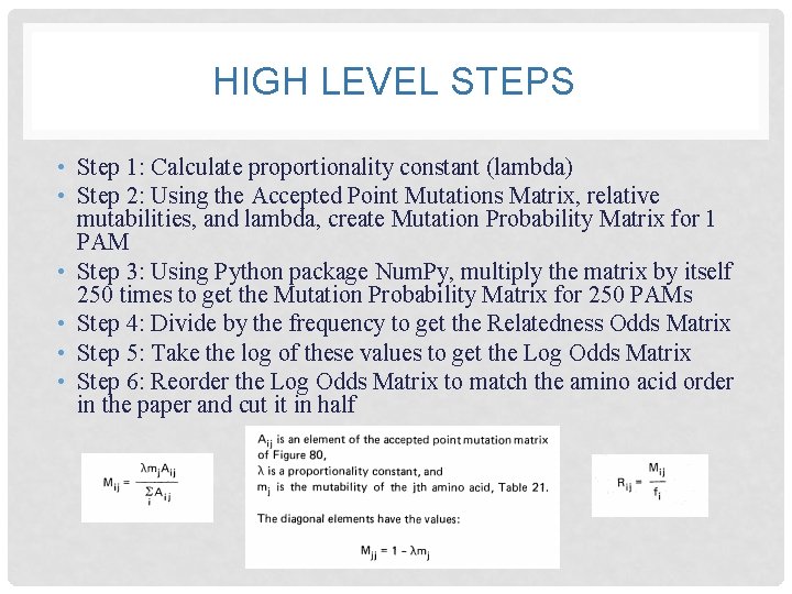 RECREATING THE PAM 250 MATRIX MIRIAM BERN THE
