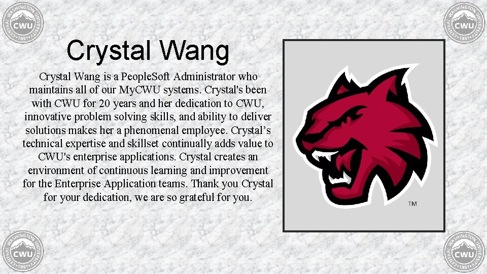 20 Years of Service to Central Washington University