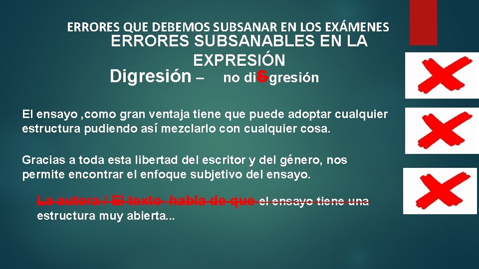 ERRORES SUBSANABLES EN LA EXPRESIN PARA TENER EN