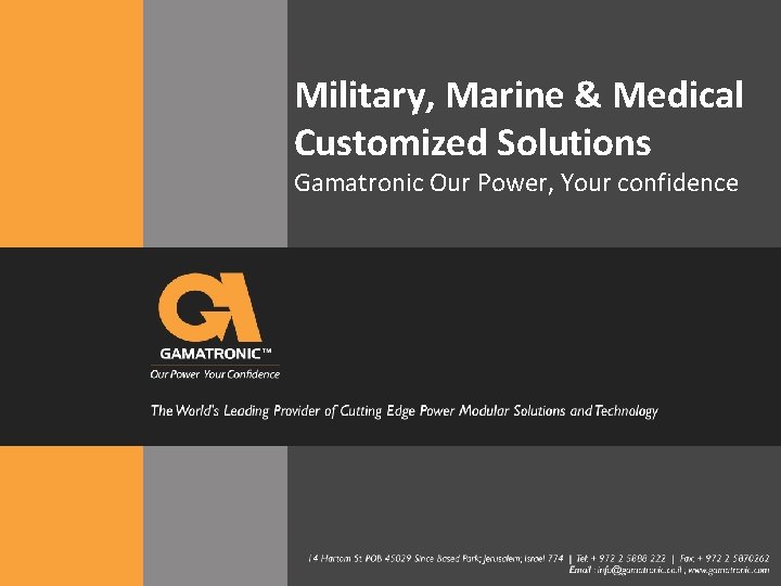 Military Marine Medical Customized Solutions Gamatronic Our Power