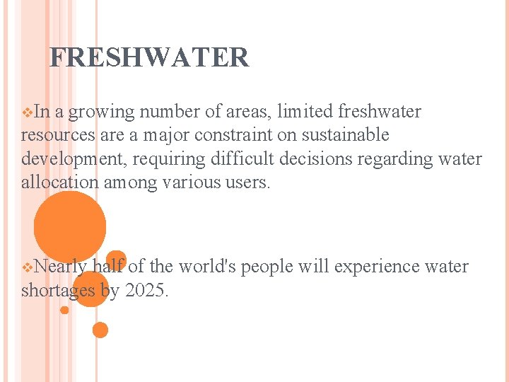 THE MILLENNIUM DEVELOPMENT GOALS AND THE SUSTAINABLE MANAGEMENT