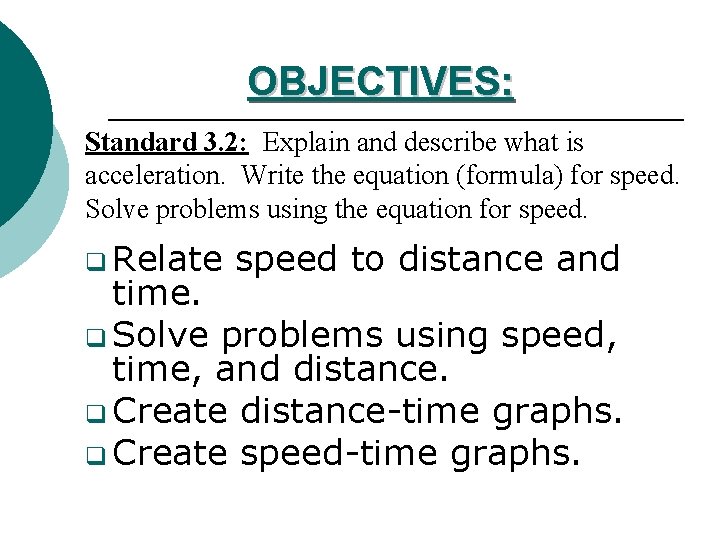 Speed Velocity Measuring Motion AGENDA Bell Work I