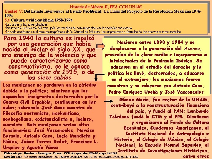 Historia de Mxico II PEA CCH UNAM Unidad