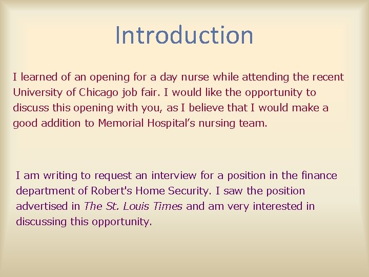 Cover Letters Writing Lesson Haley Hendricks Introduction What