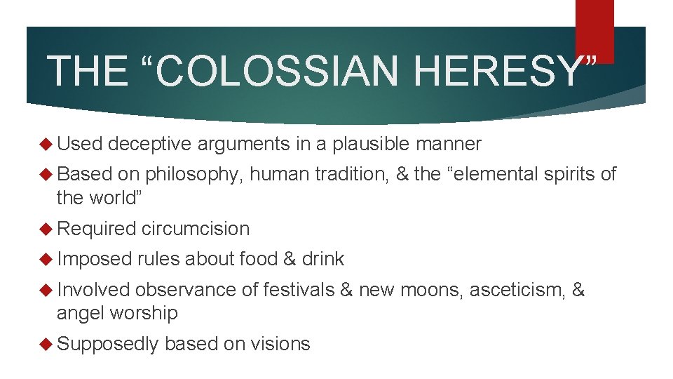 COLOSSIANS THE ALLSUFFICIENCY OF CHRIST THE PROBLEM AN