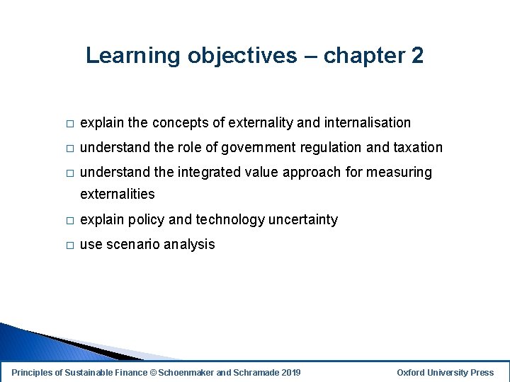 PRINCIPLES OF SUSTAINABLE FINANCE Chapter 2 Externalities internalisation