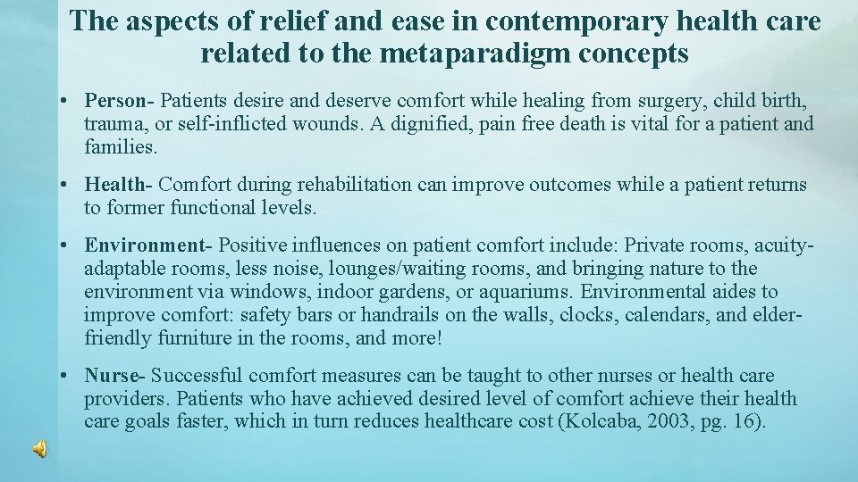 The Comfort Theory By Katharine Kolcaba Comfort Theory