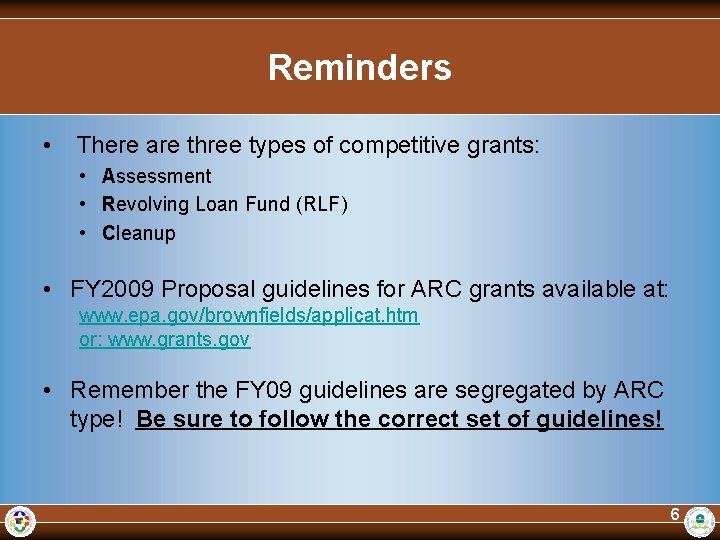 EPA Region 7 Brownfields Grant Workshop Proposal Guidelines