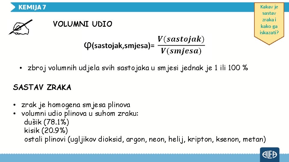 KAKAV JE SASTAV ZRAKA I KAKO GA ISKAZATI