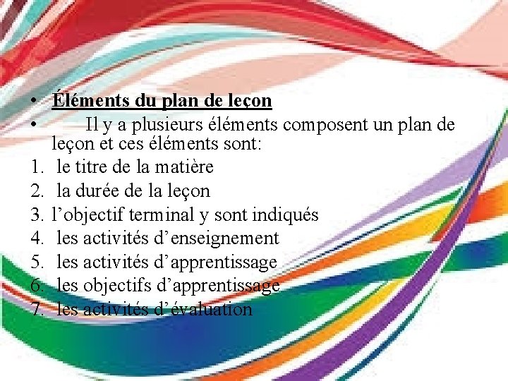 Planification pdagogique Plan du cours plan de la