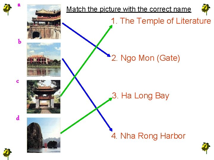 a Match the picture with the correct name