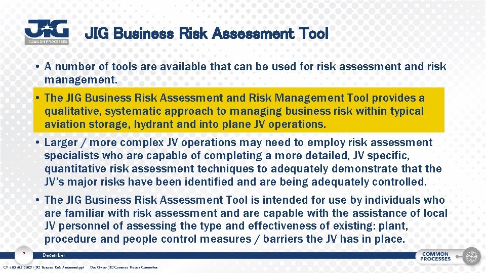 Business Risk Assessment and Risk Management for JV