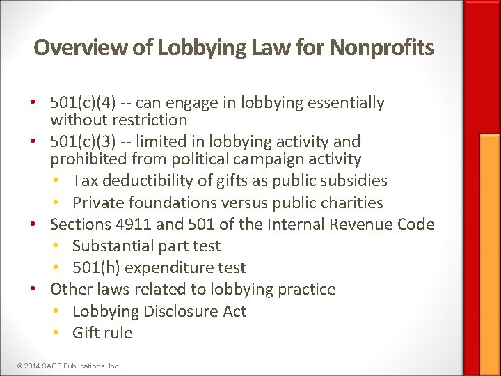 Chapter 15 Advocacy and Lobbying 2014 SAGE Publications
