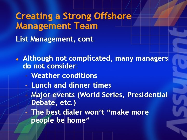 Creating a Strong Offshore Management Team List Management