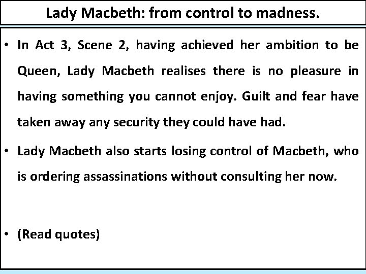 Lady Macbeth Notes Date Objectives Mark the 7