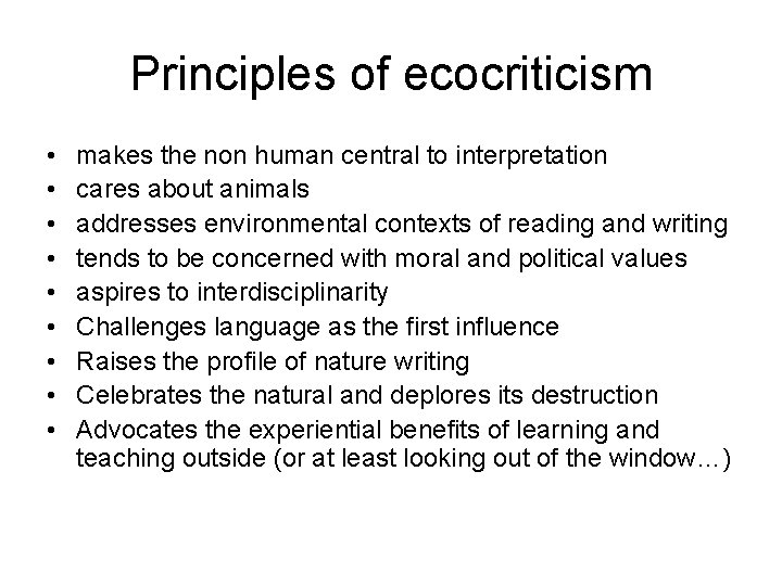 Venturing Outside An ecocritical approach to writing nature