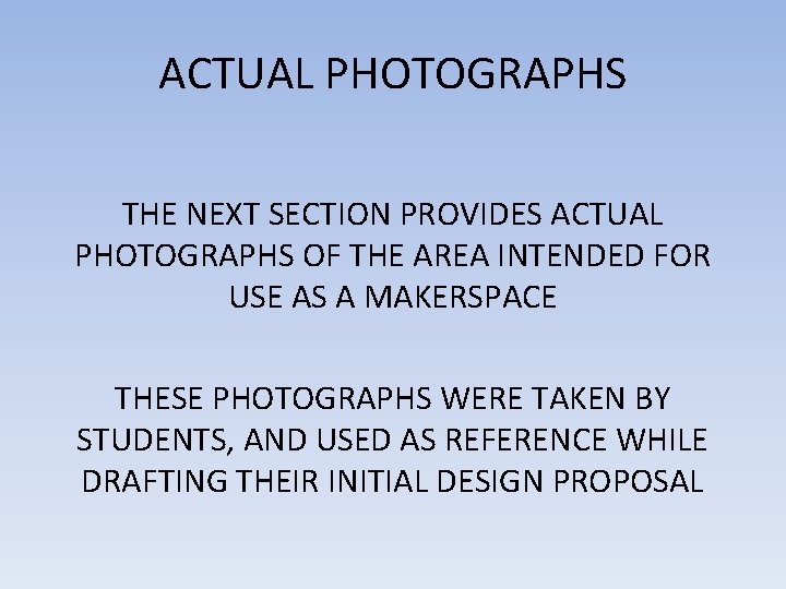 THINC MAKERSPACE BLUEPRINT DESIGN PROPOSAL CURRENTLY THE AREA