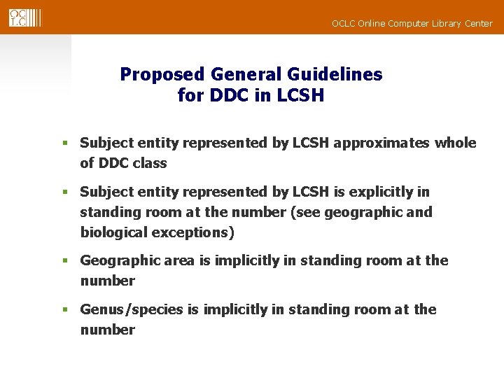 OCLC Online Computer Library Center Dewey Numbers in