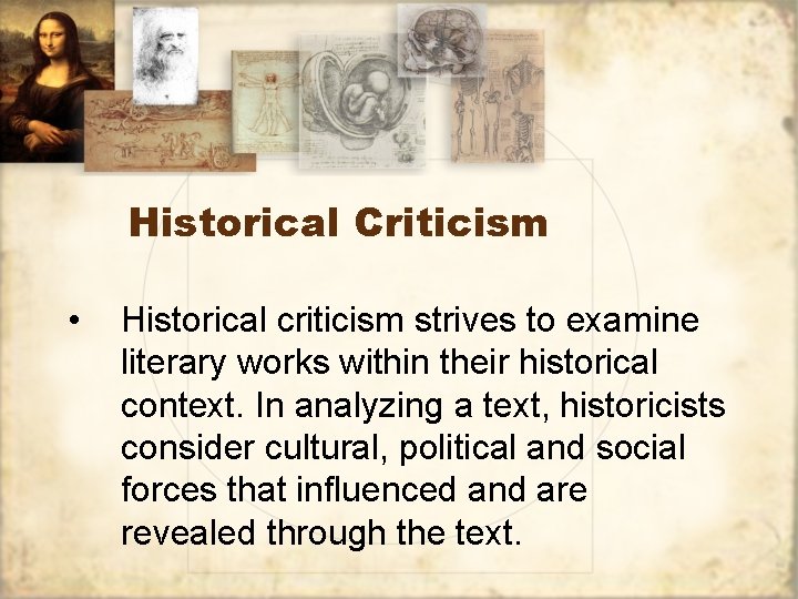 Critical Theory Historical Criticism and New Historicism Historical