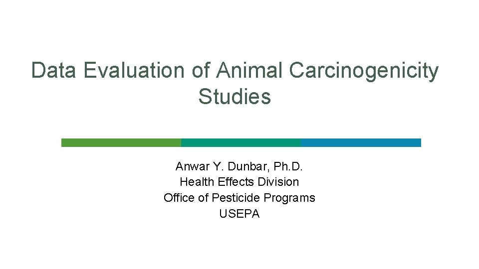 Data Evaluation of Animal Carcinogenicity Studies Anwar Y
