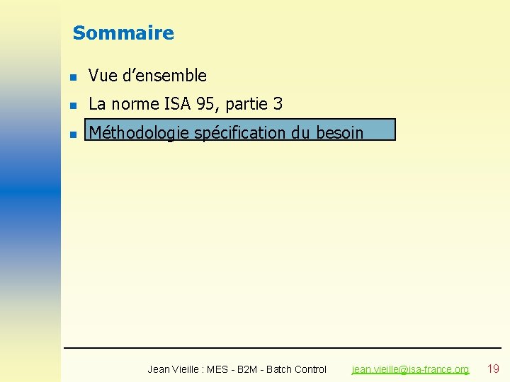 Norme ISA 95 part 3 et spcification fonctionnelle