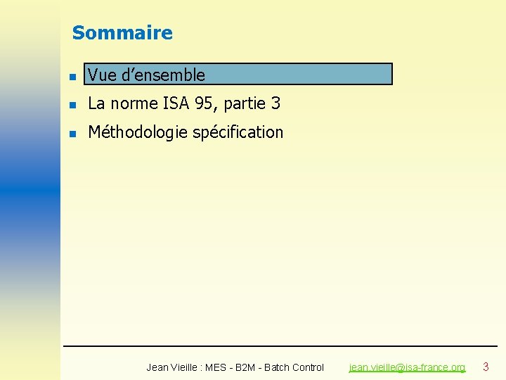 Norme ISA 95 part 3 et spcification fonctionnelle