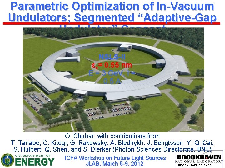 Parametric Optimization of InVacuum Undulators Segmented AdaptiveGap ...