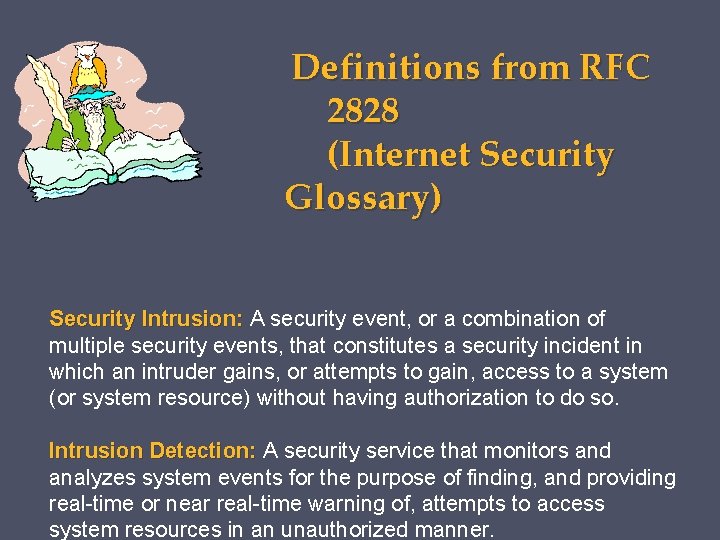 Chapter 8 Intrusion Detection Classes of Intruders Cyber