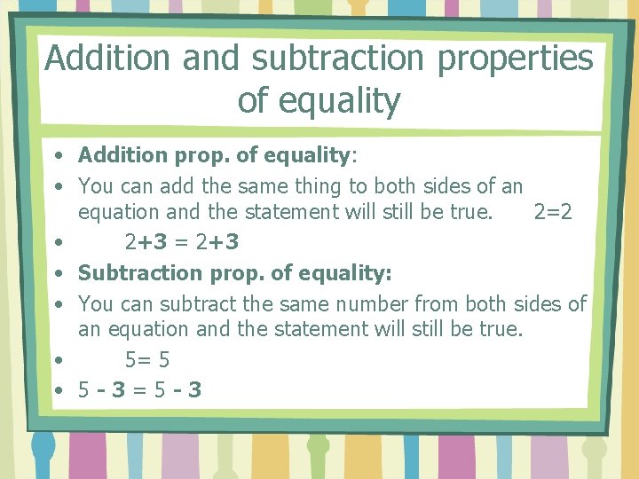 Lesson 19 Solving onestep equations by adding or