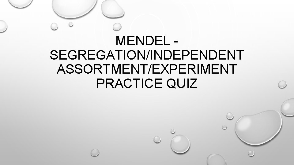 MENDEL SEGREGATIONINDEPENDENT ASSORTMENTEXPERIMENT PRACTICE QUIZ WHO ...