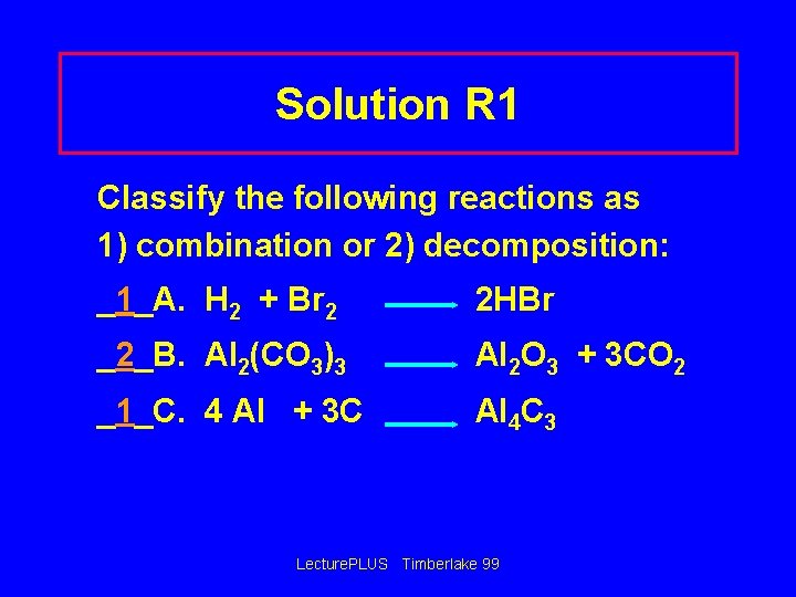 Chapter 5 Chemical Reactions and Quantities Types of