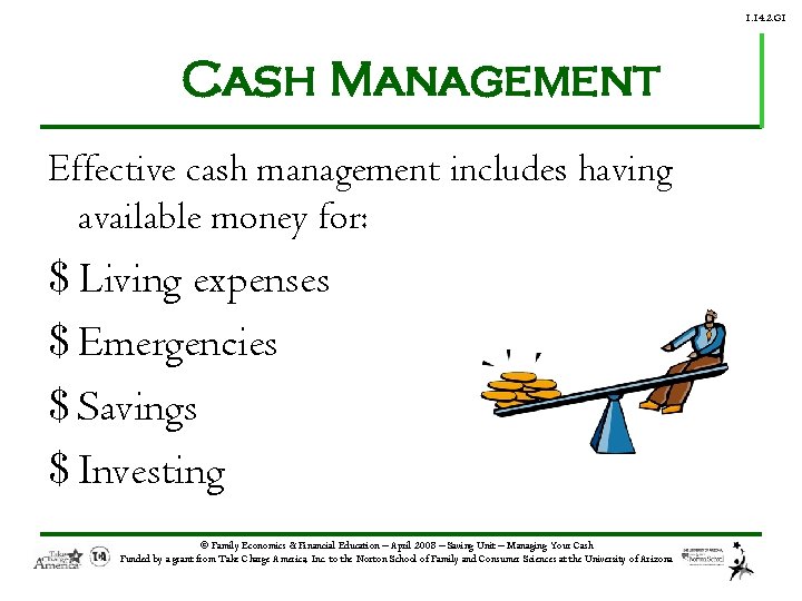 Managing Your Cash Family Economics Financial Education Revised