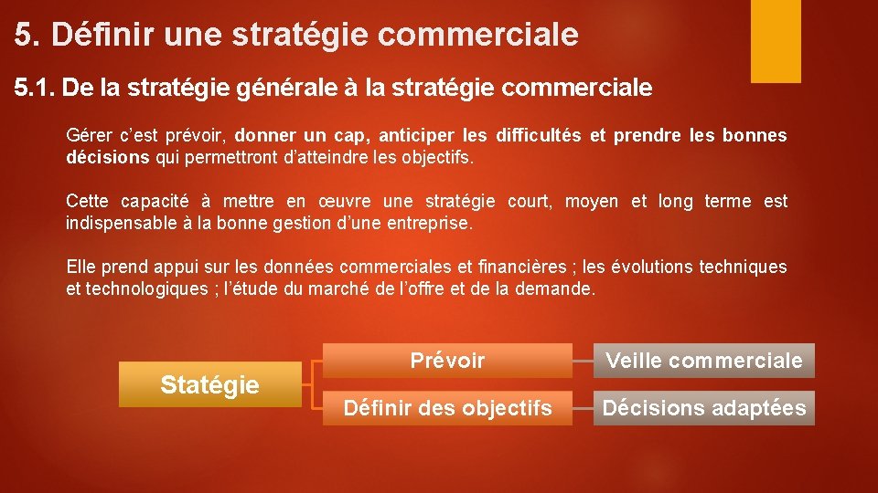 5 Dfinir une stratgie commerciale 5 1 De