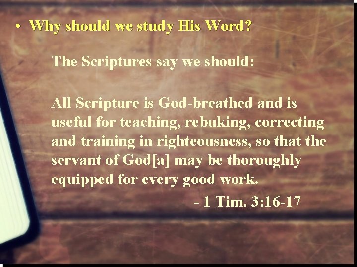 How to Study the Bible Week 1 Why