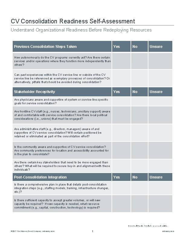 CV Consolidation Readiness SelfAssessment Understand Organizational ...
