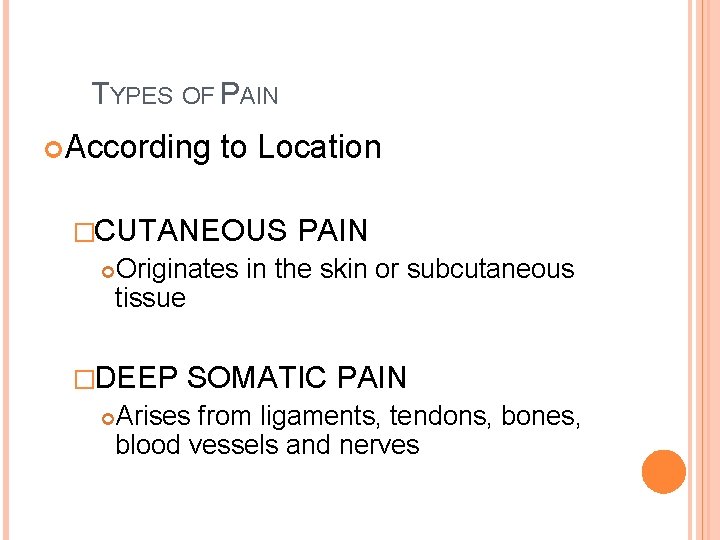 PAIN AND ITS MANAGEMENT Genalin L Taguiam Fall